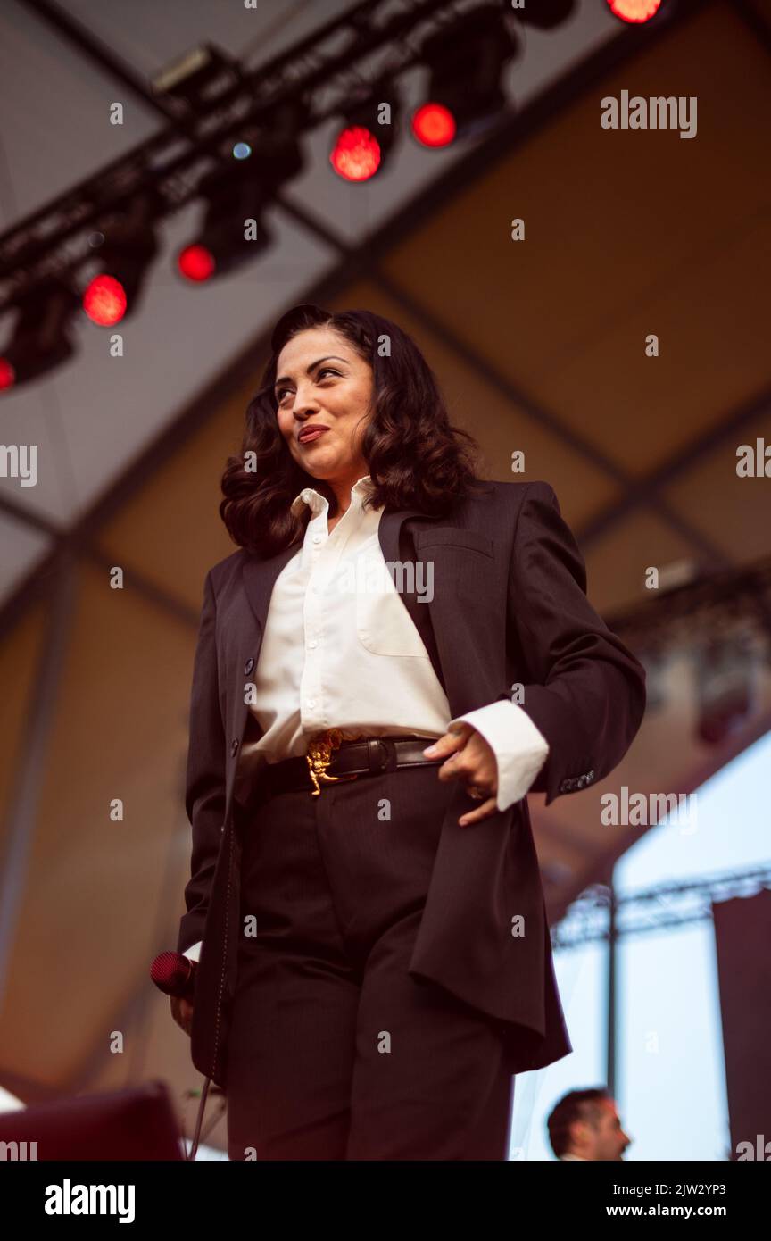 Chilean artist Mon Laferte performs live during Vive Latino 2022 ...