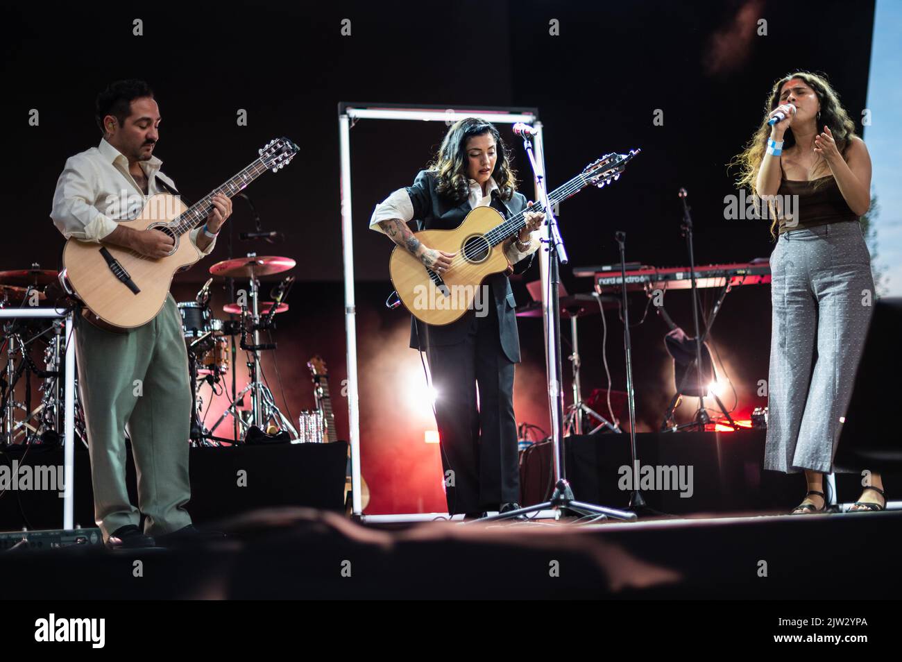 Chilean artist Mon Laferte performs with Mexican artist Silvana Estrada ...