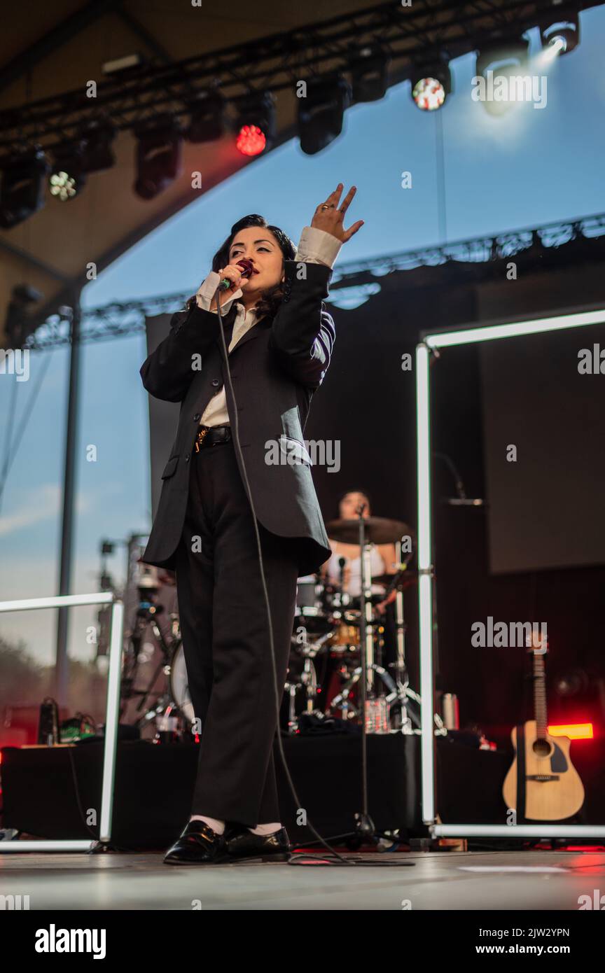 Chilean artist Mon Laferte performs live during Vive Latino 2022 ...