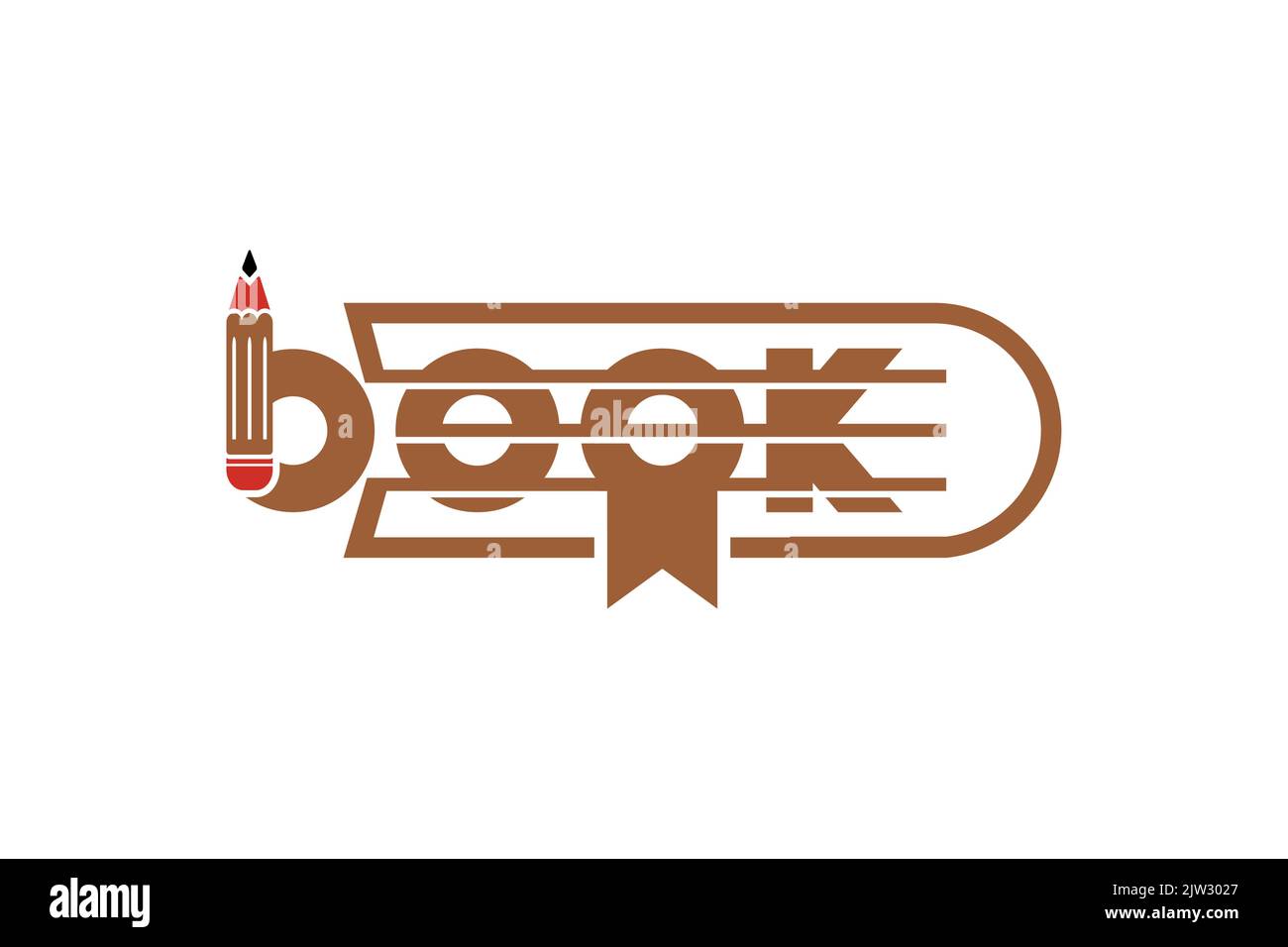 Book Typography Lettering Vector Design, Simple Book Logo With Pencil ...