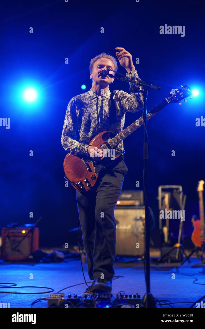 Dorset, UK. Friday, 2 September, 2022. Geordie Greep of Black Midi ...