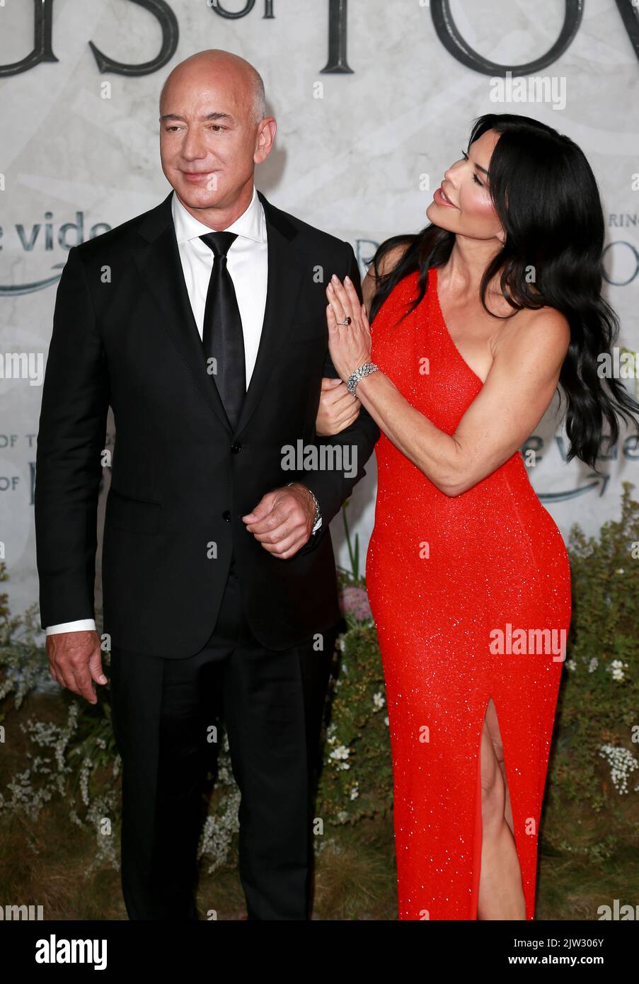 Jeff Bezos and Lauren Sanchez attend The Lord of the Rings: The Rings ...