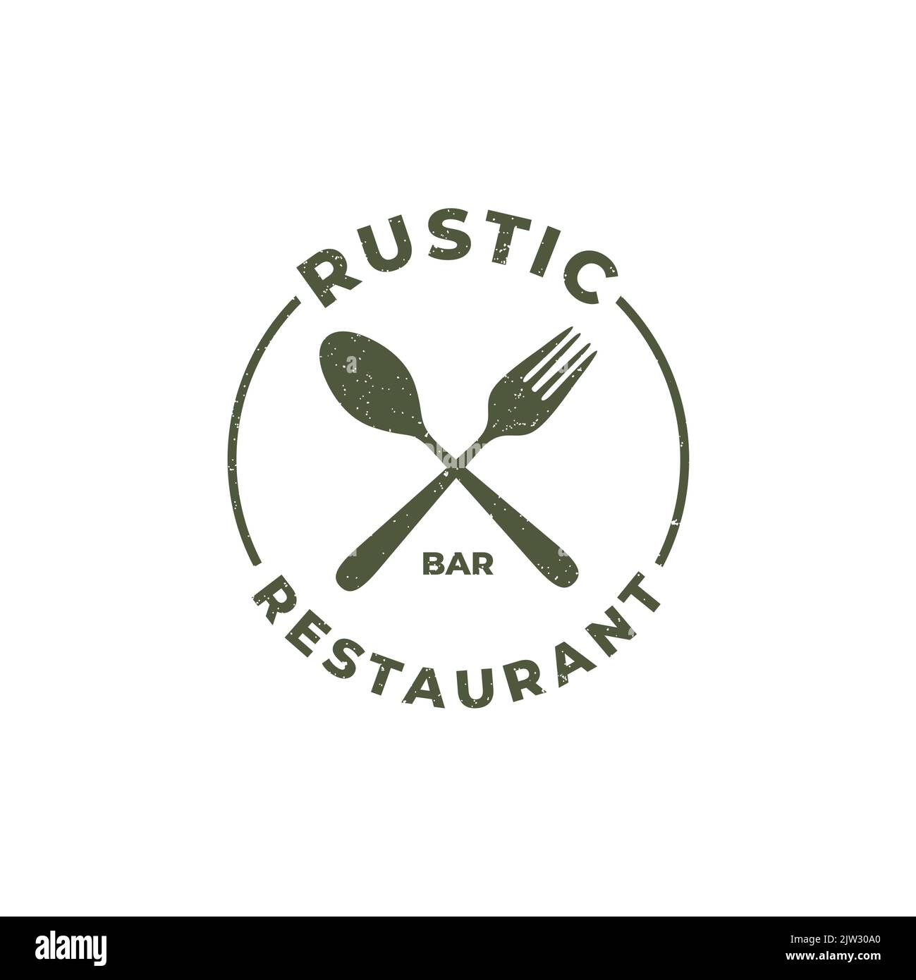 Crossed Spoon And Fork For Restaurant Symbol or Stamp With Vintage ...