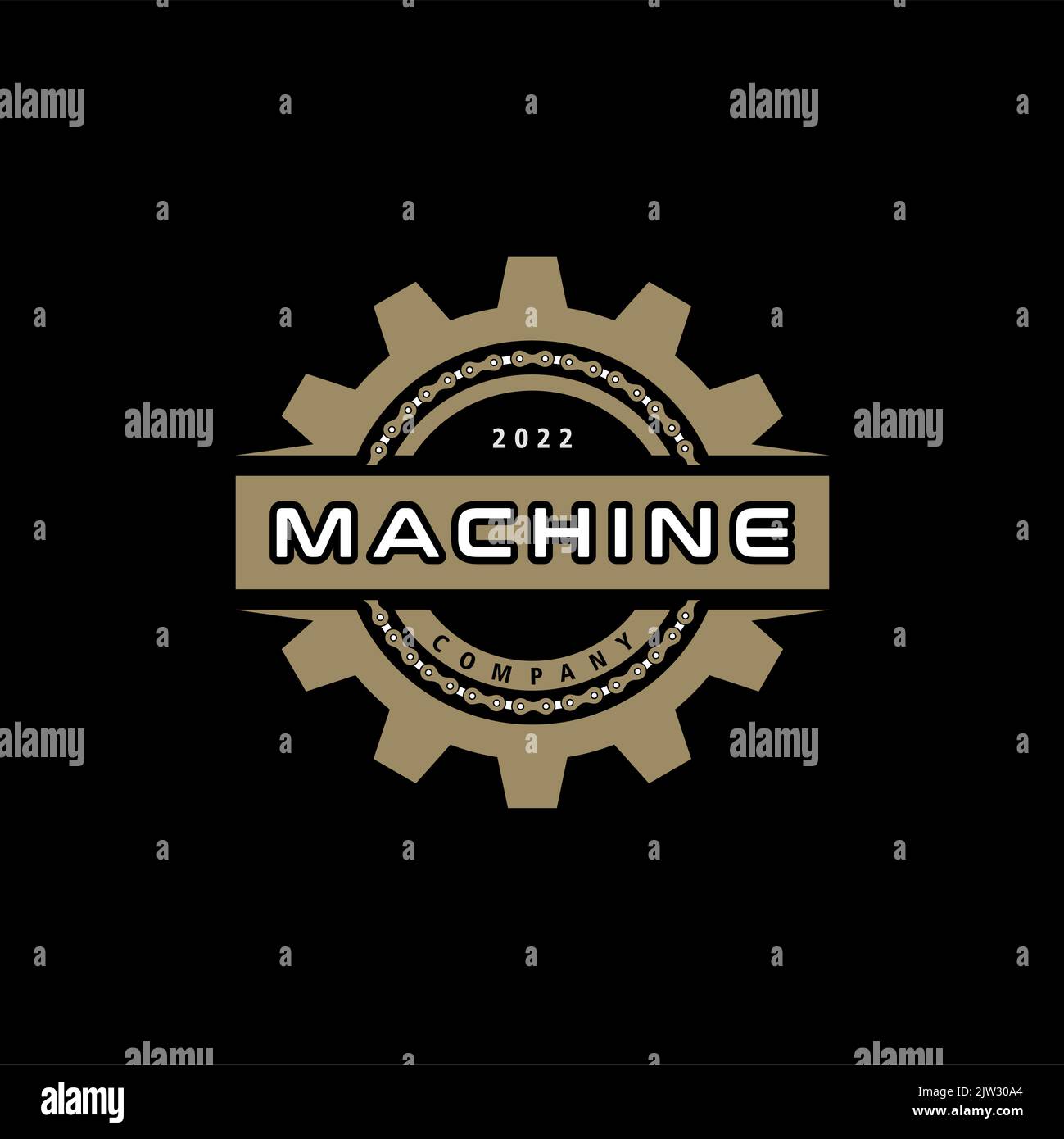 Industrial Badge Logo design using Gear Shape and chain Stock Vector ...