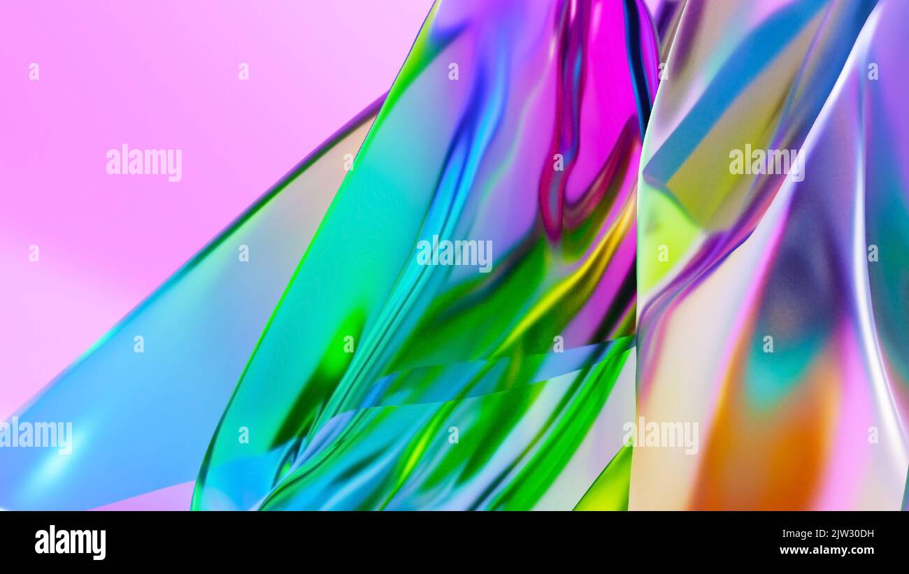 3d rendering, Abstract gradient holographic iridescent background ...