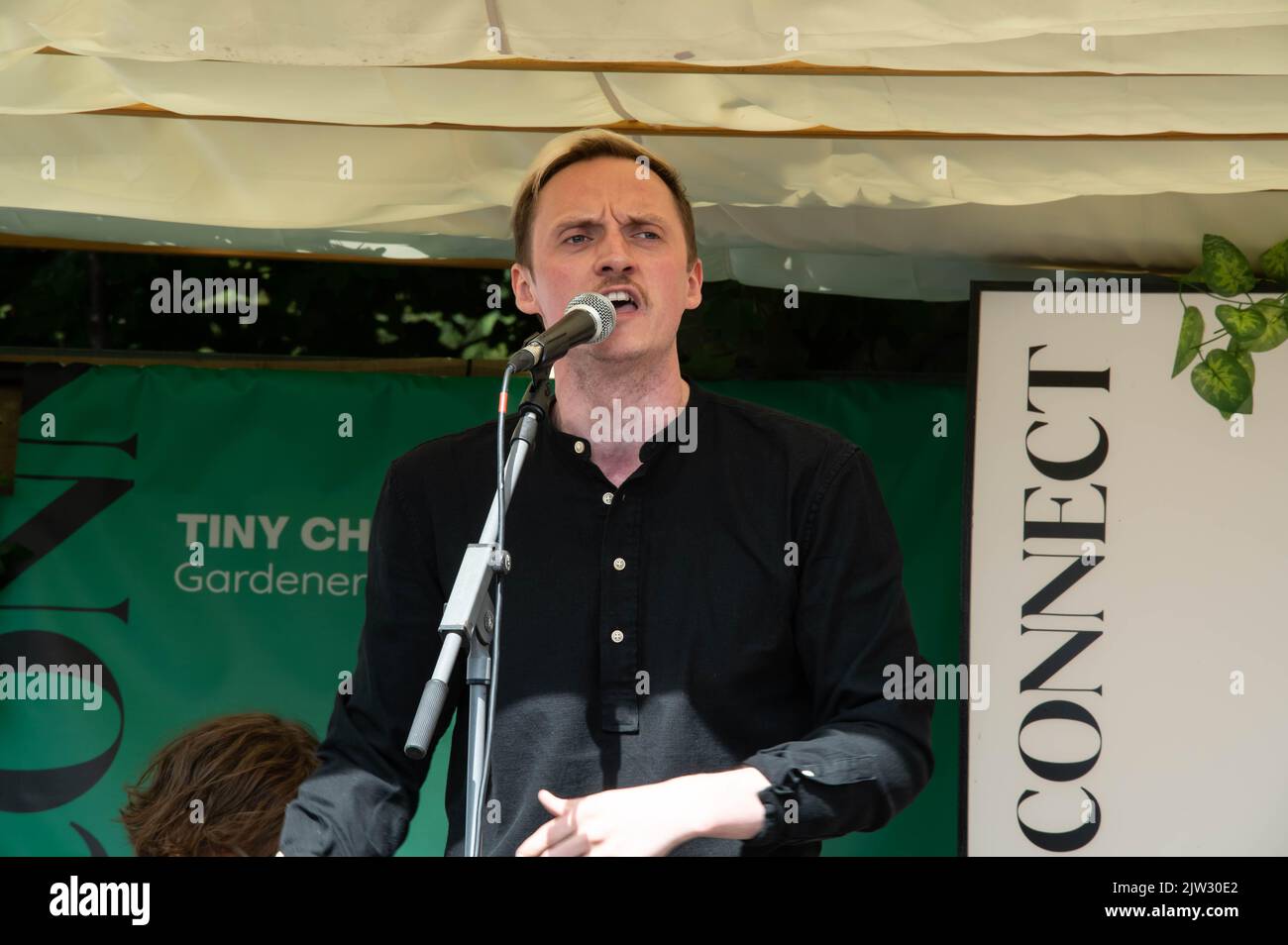 Hamish Hawk performing a secret acoustic set at the Tiny Changes stage ...