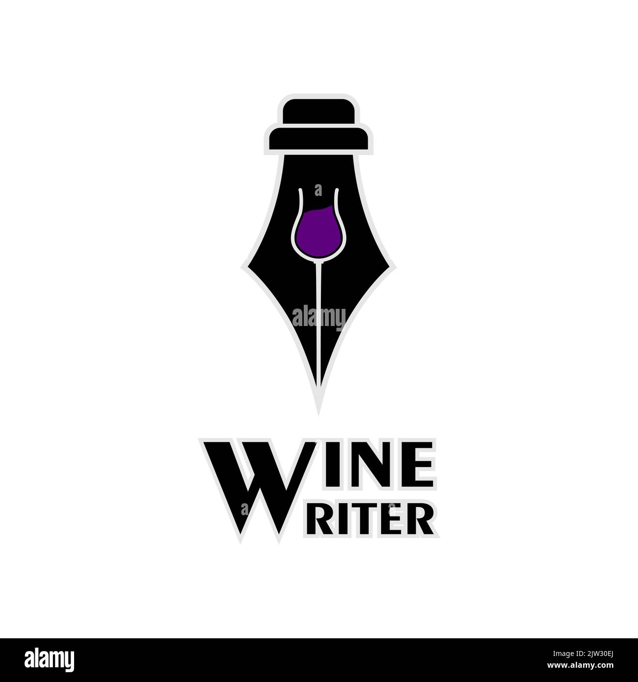 Restaurant Blog Writer Logo Using Pen And Wine Glass as Negative Space ...