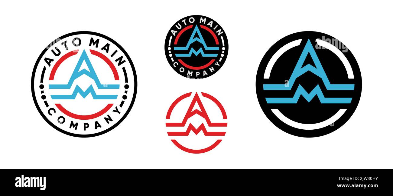 Modern Rounded Logo design with initial AM or MA Stock Vector Image ...