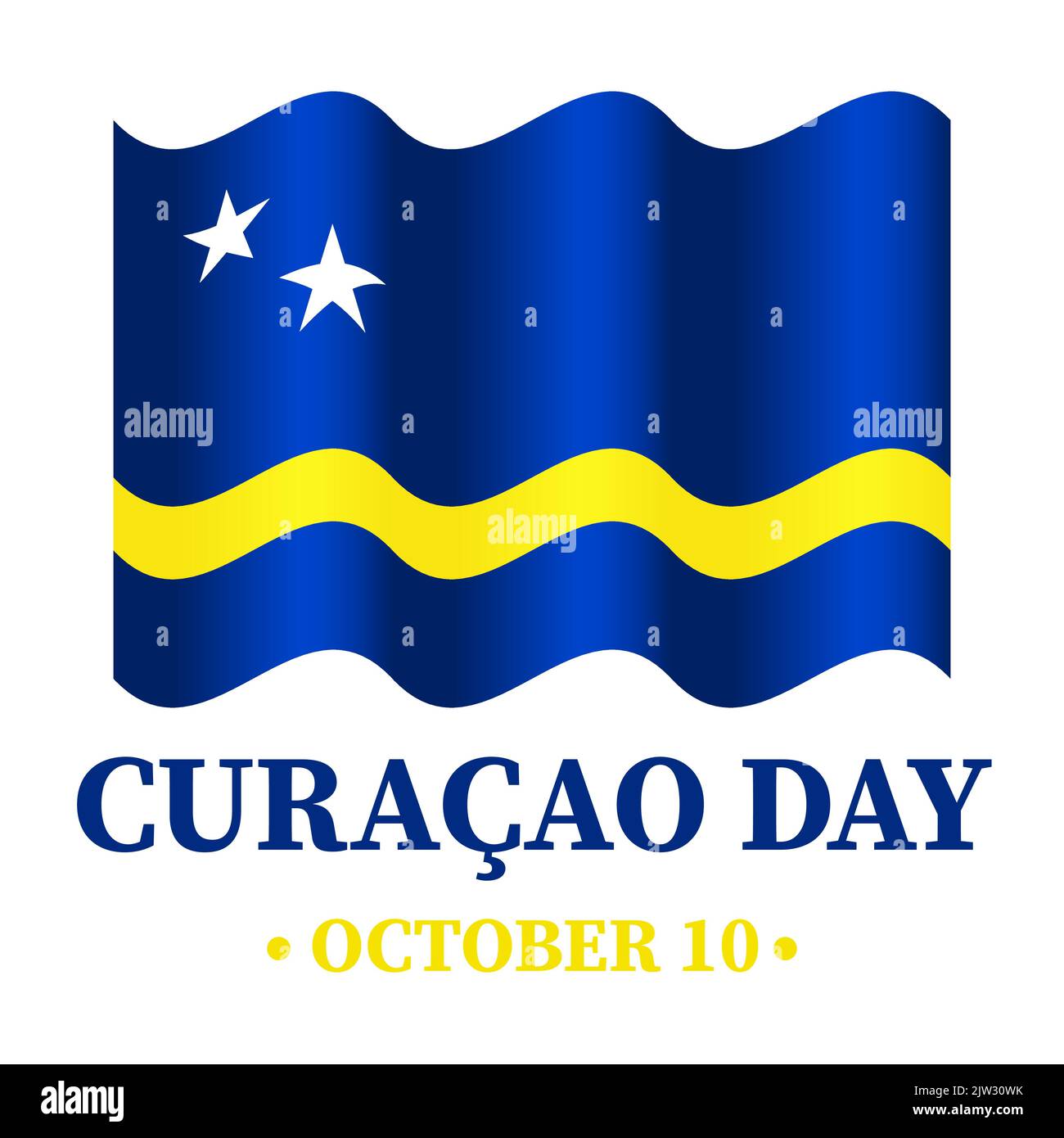Curacao Day lettering with flag. National holiday celebrated on October ...