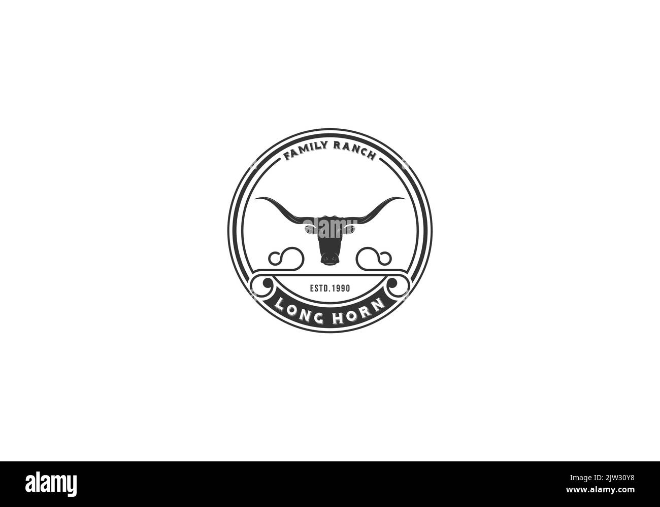 A round horn logo for ranch business isolated on white background Stock ...