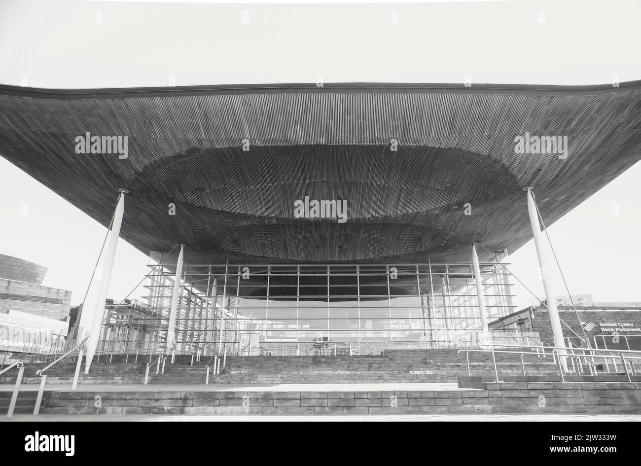 The Senedd building (Welsh Parliament), Cardiff, UK, August 12th 2022 ...
