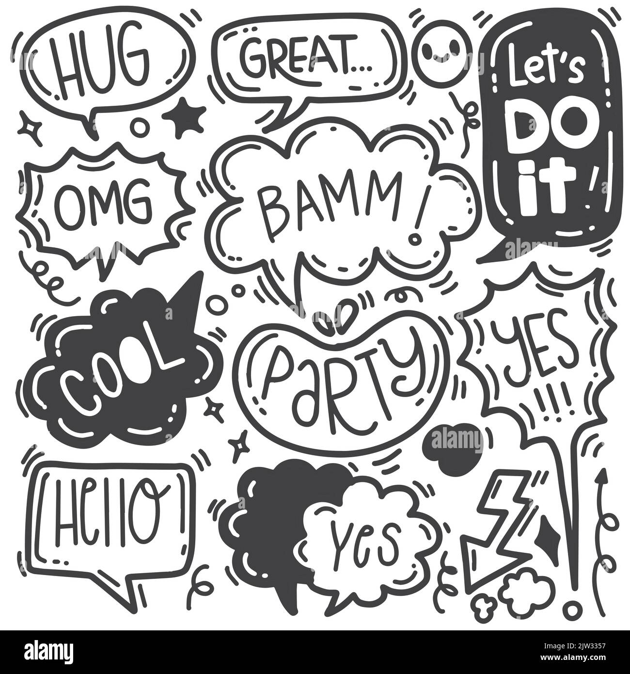 comic speech bubble or speech balloon on transparent background vector illustration. hand drawn ...