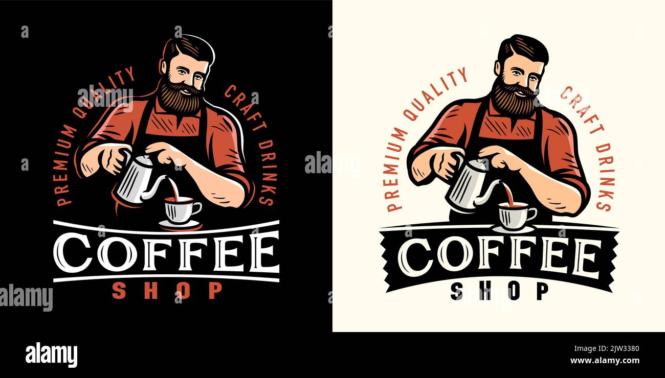 Coffee shop logo. Design template for restaurant or cafe menu. Barista ...