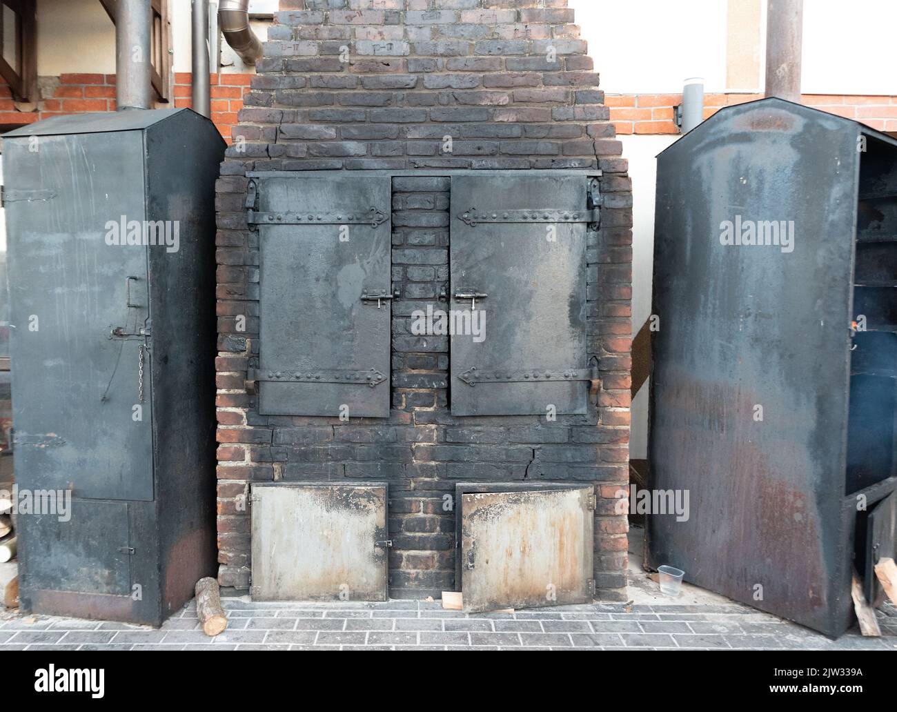 Mielno, Poland - February 14, 2022: Fish smoking. Smokehouse in a ...
