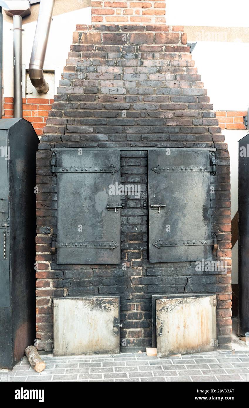 Mielno, Poland - February 14, 2022: Fish smoking. Smokehouse in a ...