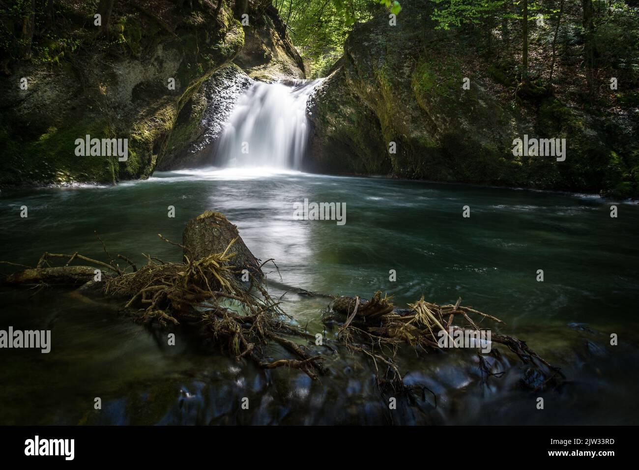 A view of a water stream flowing and forming a puddle Stock Photo - Alamy