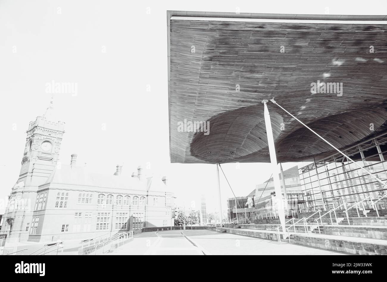 The Senedd building (Welsh Parliament), Cardiff, UK, August 12th 2022 ...