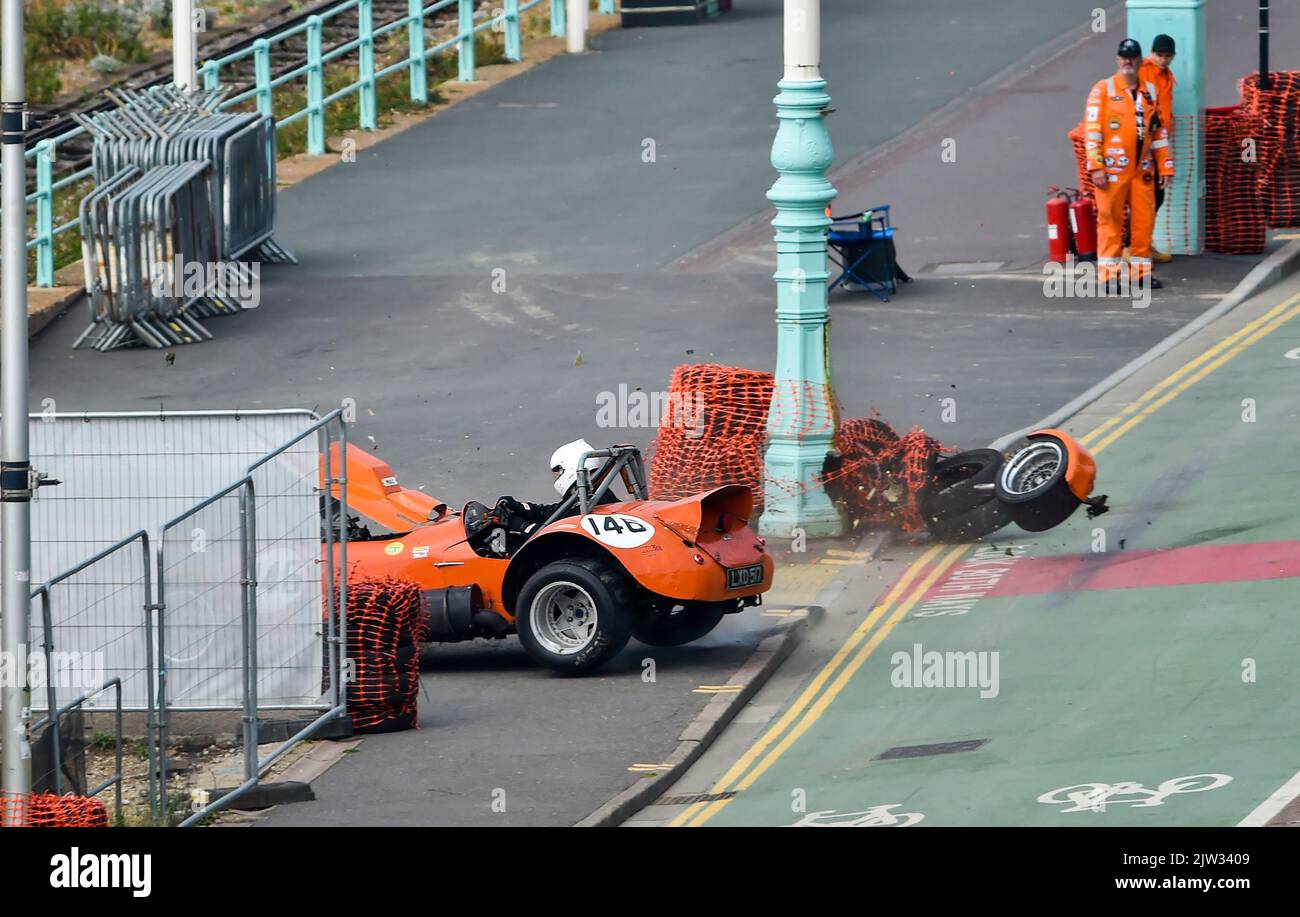 Brighton UK 3rd September 2022 - 88 year old Jim Tiller crashes his ...