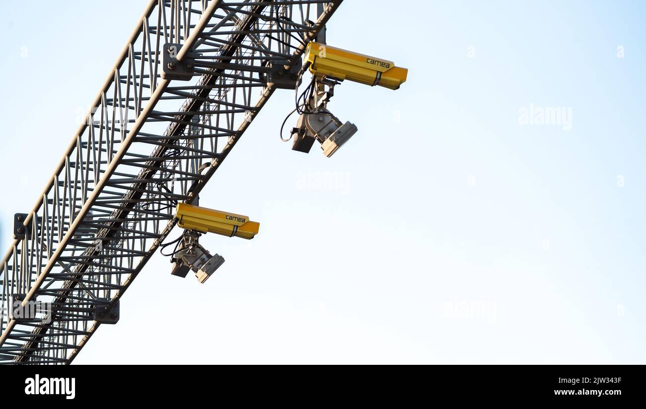 Warsaw, Poland - March 23, 2022: Cameras for the segmental speed ...