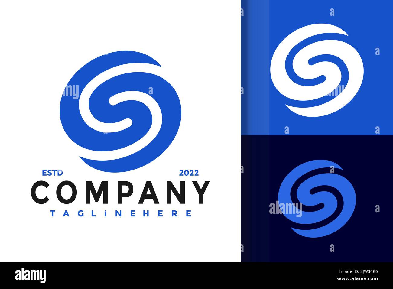 A business tagline icon with text on a white, blue, and black ...