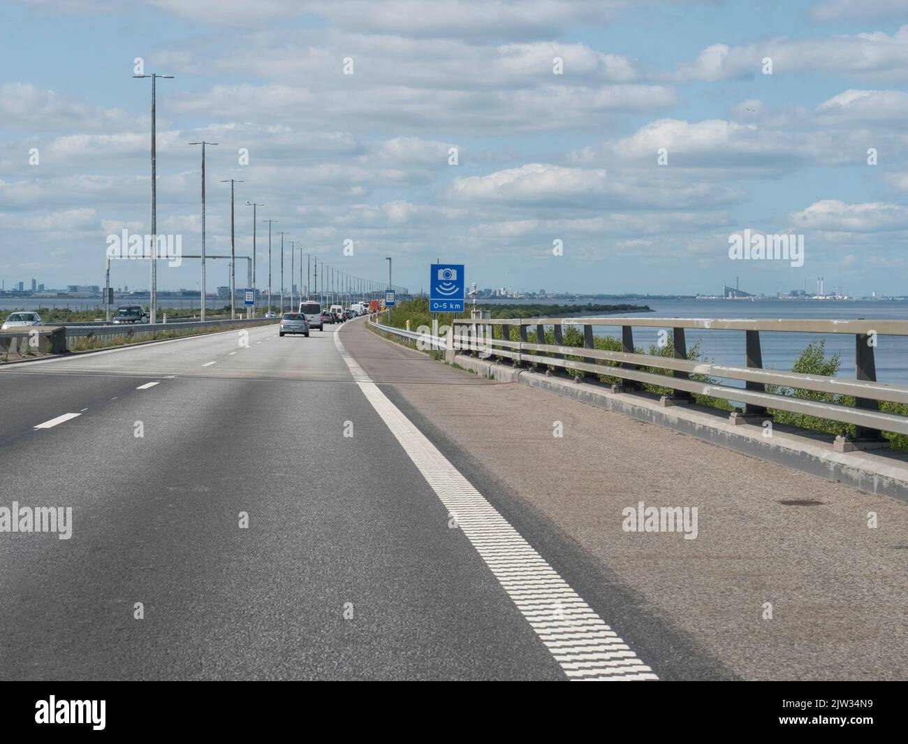 Malmo, Sweden, Agust 21, 2021: View of Oresund bridge, seen from car ...