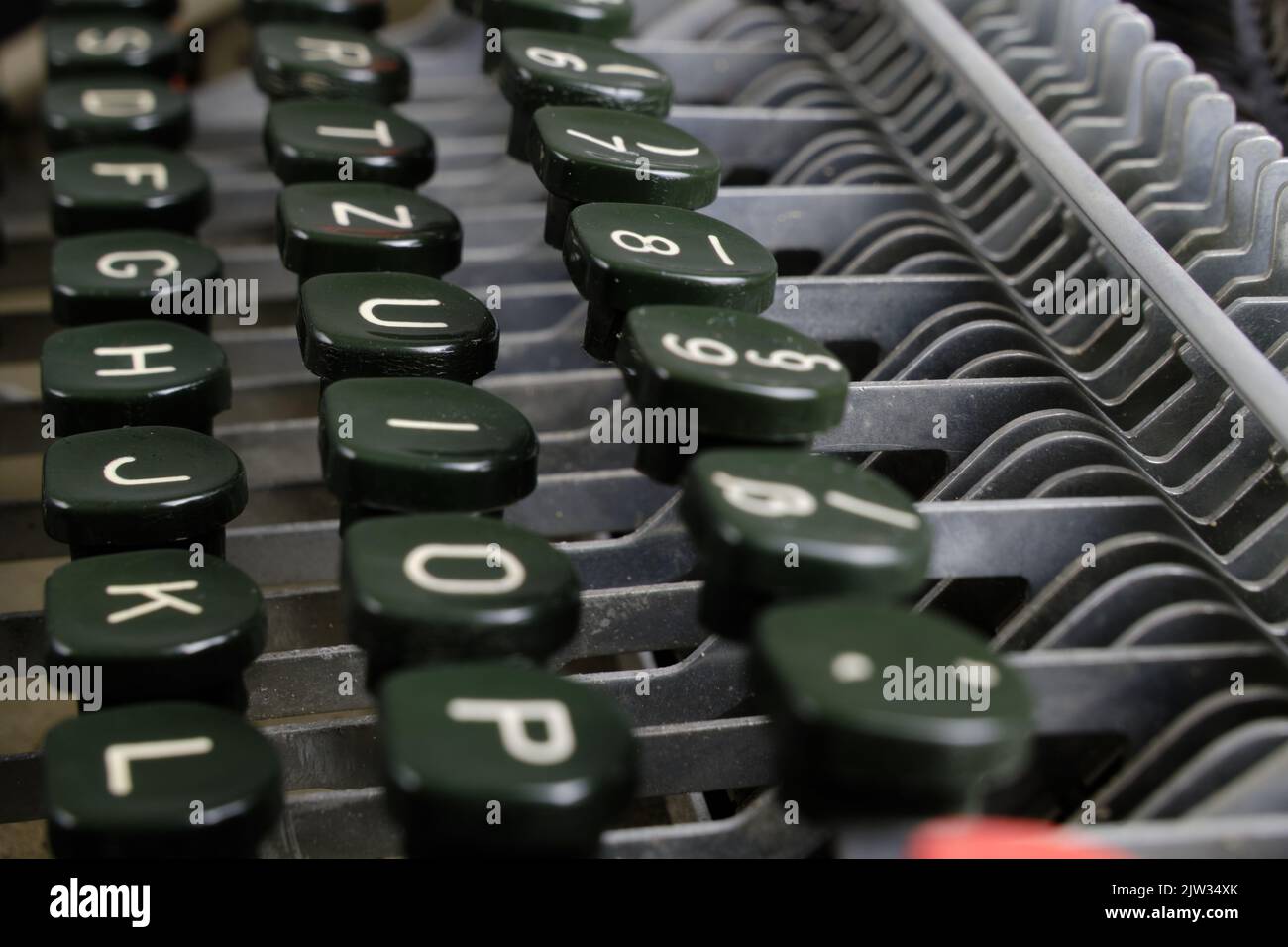 Old retro typewriter with mechanical keyboard with alphabet Stock Photo ...