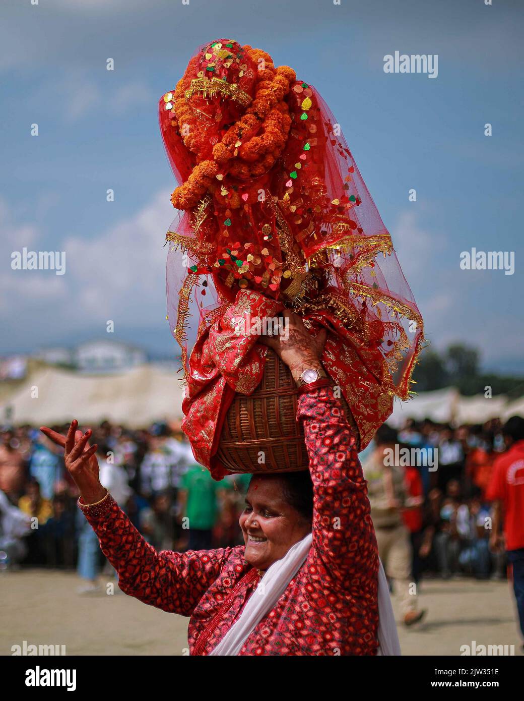 Kathmandu, Bagmati, Nepal. 3rd Sep, 2022. A woman dances along with ...
