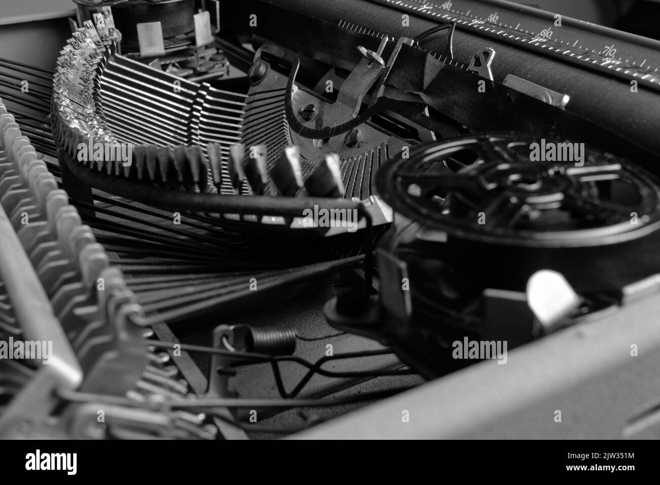 Mechanical hammers with alphabet for typing old typewriter Stock Photo ...
