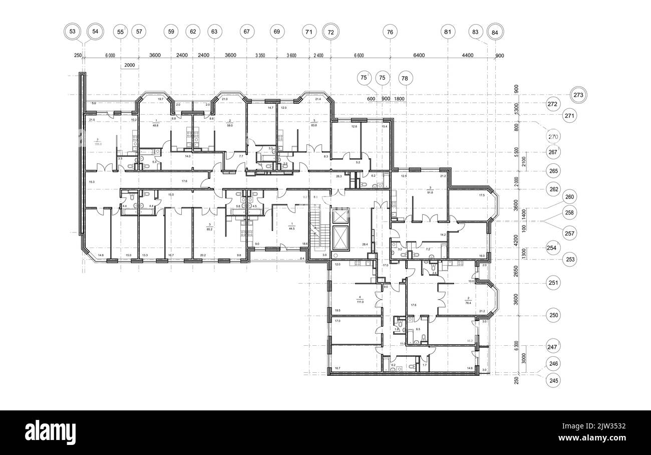 Detailed architectural floor plan, apartment layout, blueprint. drawing ...