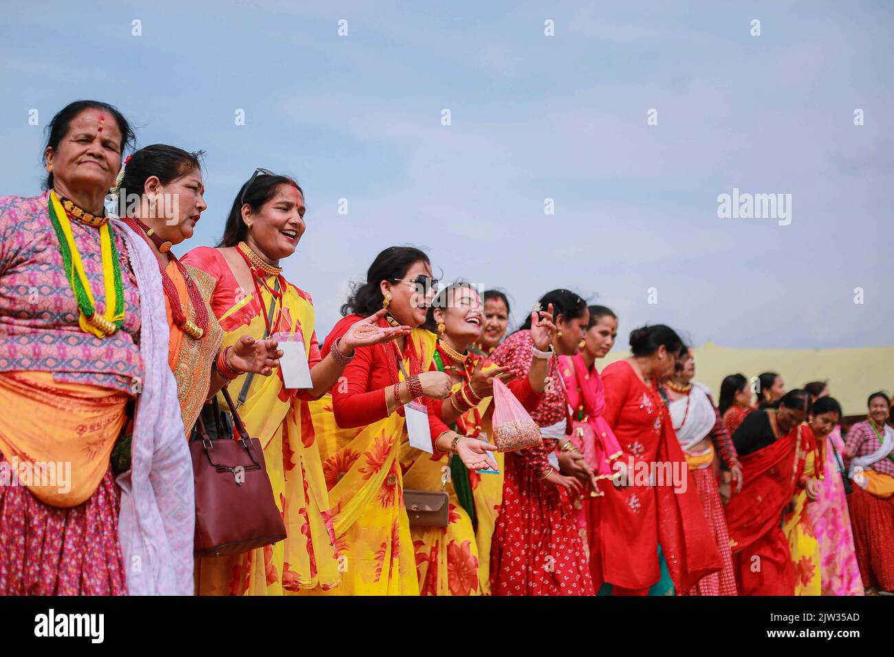 Kathmandu, Bagmati, Nepal. 3rd Sep, 2022. A group of women performs ...