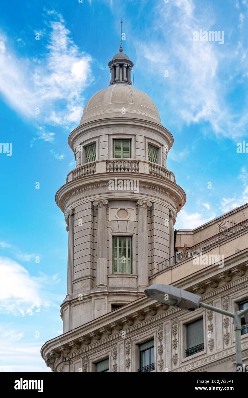 Architectural features in a classic building exterior with a dome or ...