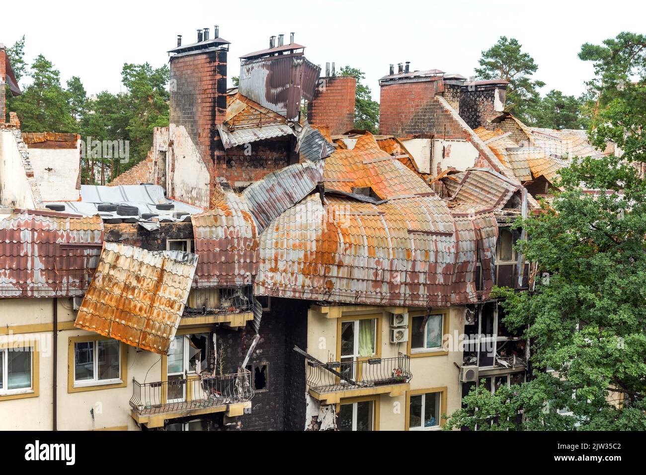 As a result of massive shelling, the house and roof were damaged by ...