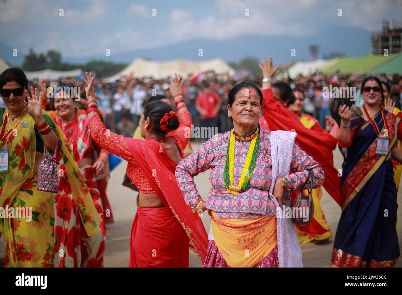 Kathmandu, Bagmati, Nepal. 3rd Sep, 2022. Women dances and enjoys on ...