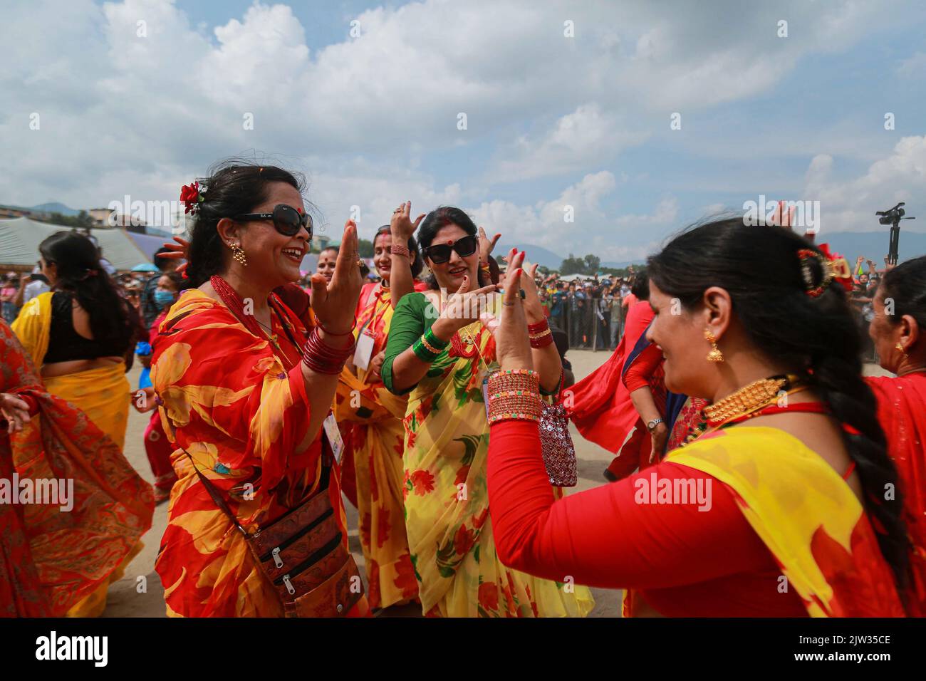 Kathmandu, Bagmati, Nepal. 3rd Sep, 2022. Women dances and enjoys on ...