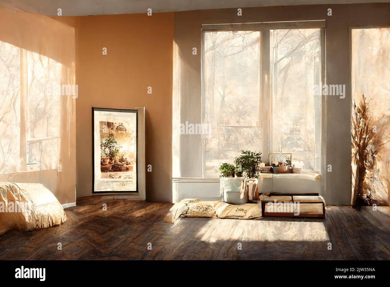 Warm Atmosphere living room with sunlight from the window - Digital ...