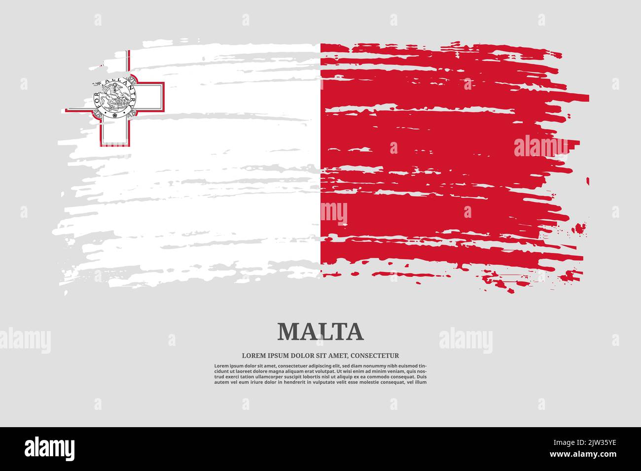 Malta flag with brush stroke effect and information text poster, vector ...