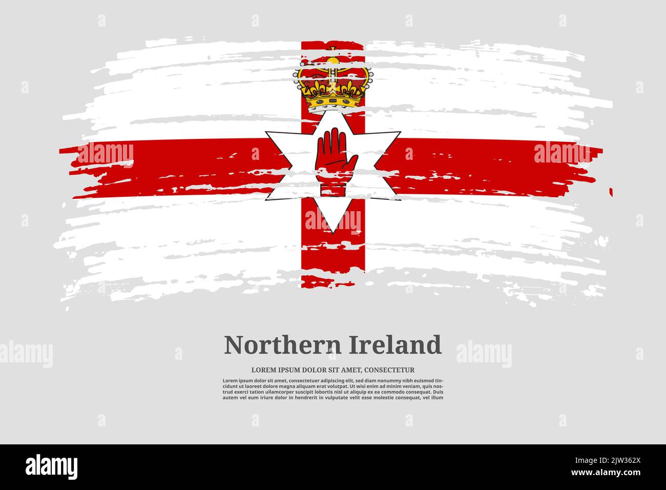 Northern Ireland flag with brush stroke effect and information text ...