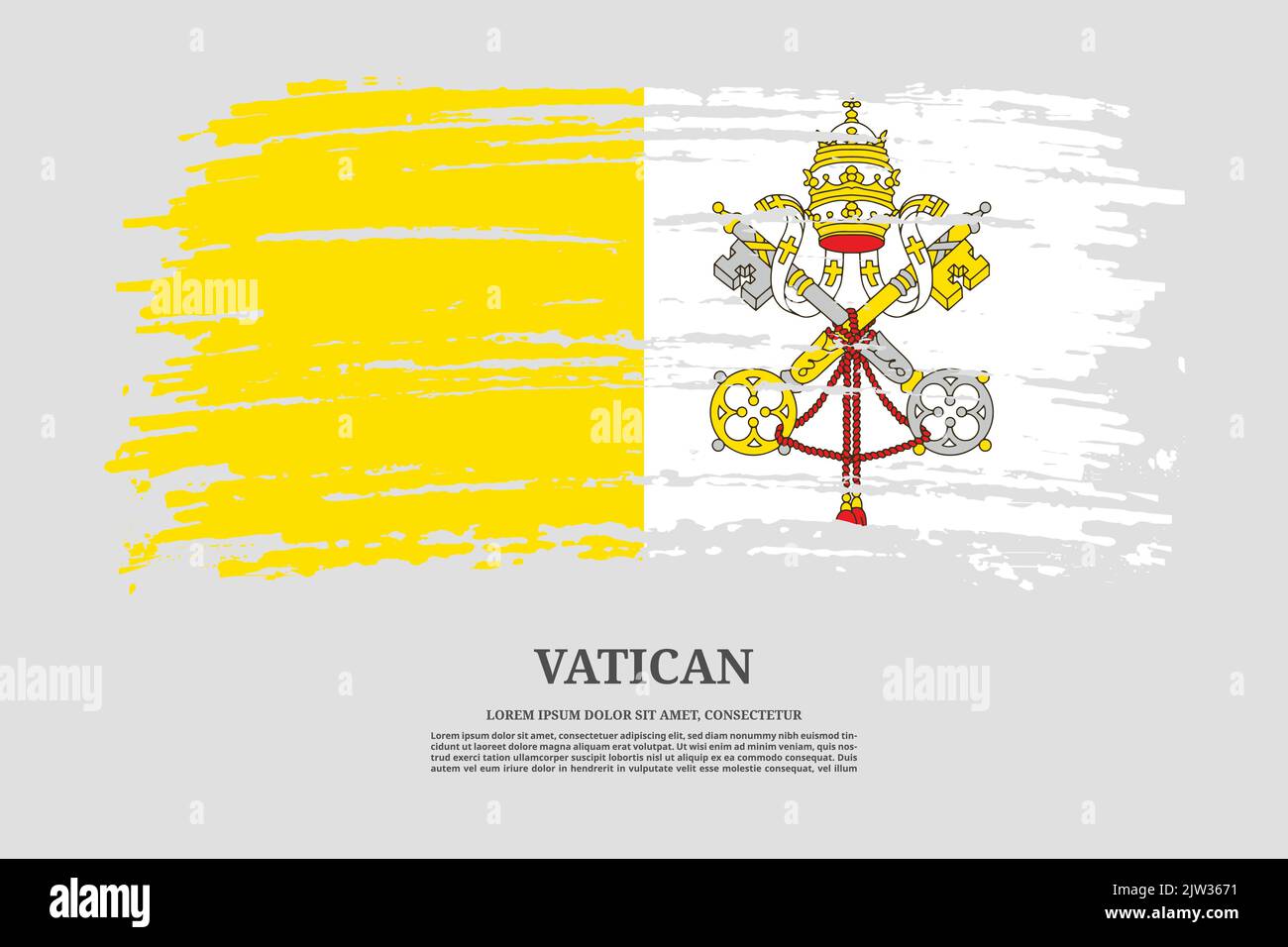 Vatican flag with brush stroke effect and information text poster ...
