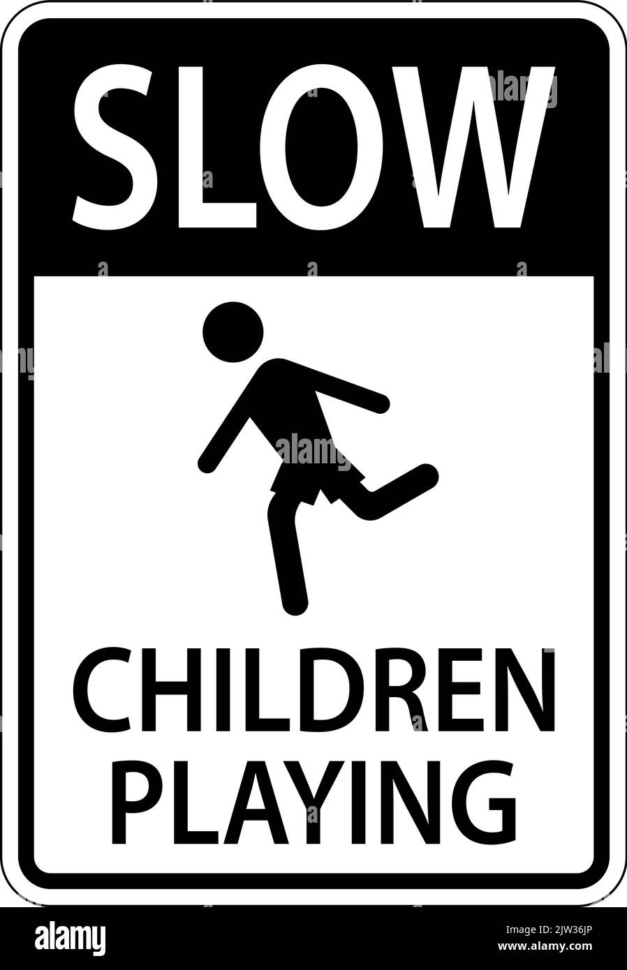 Slow Children Playing Sign On White Background Stock Vector Image & Art ...