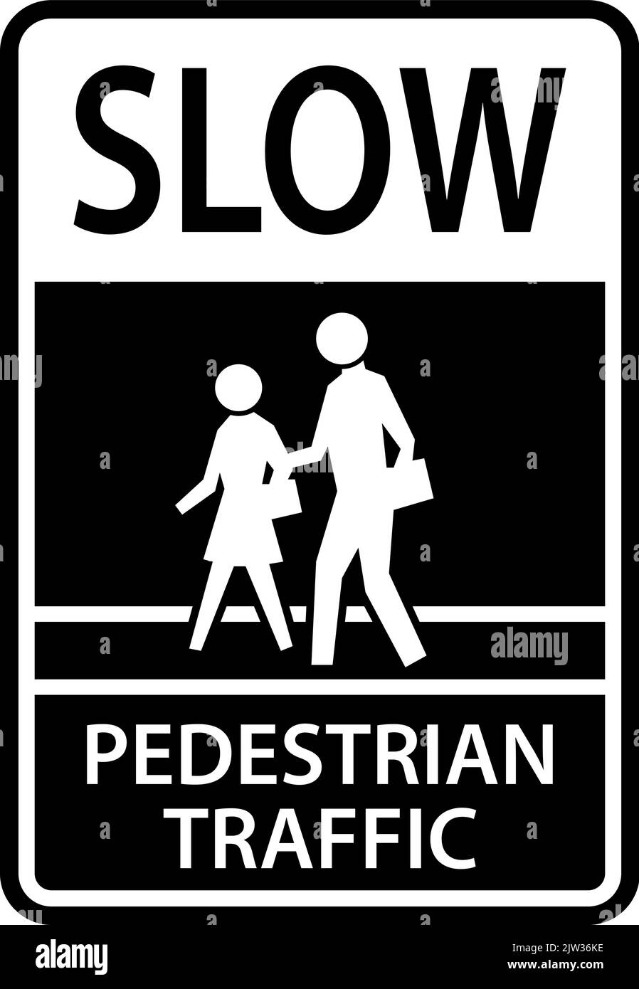 Slow Pedestrian Crossing Sign On White Background Stock Vector Image ...