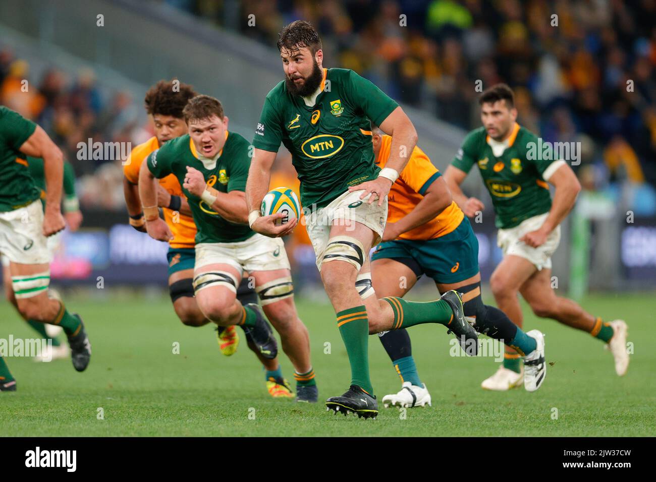 Sydney, Australia. 03rd Sep, 2022. Lood de Jager of Springboks makes a ...