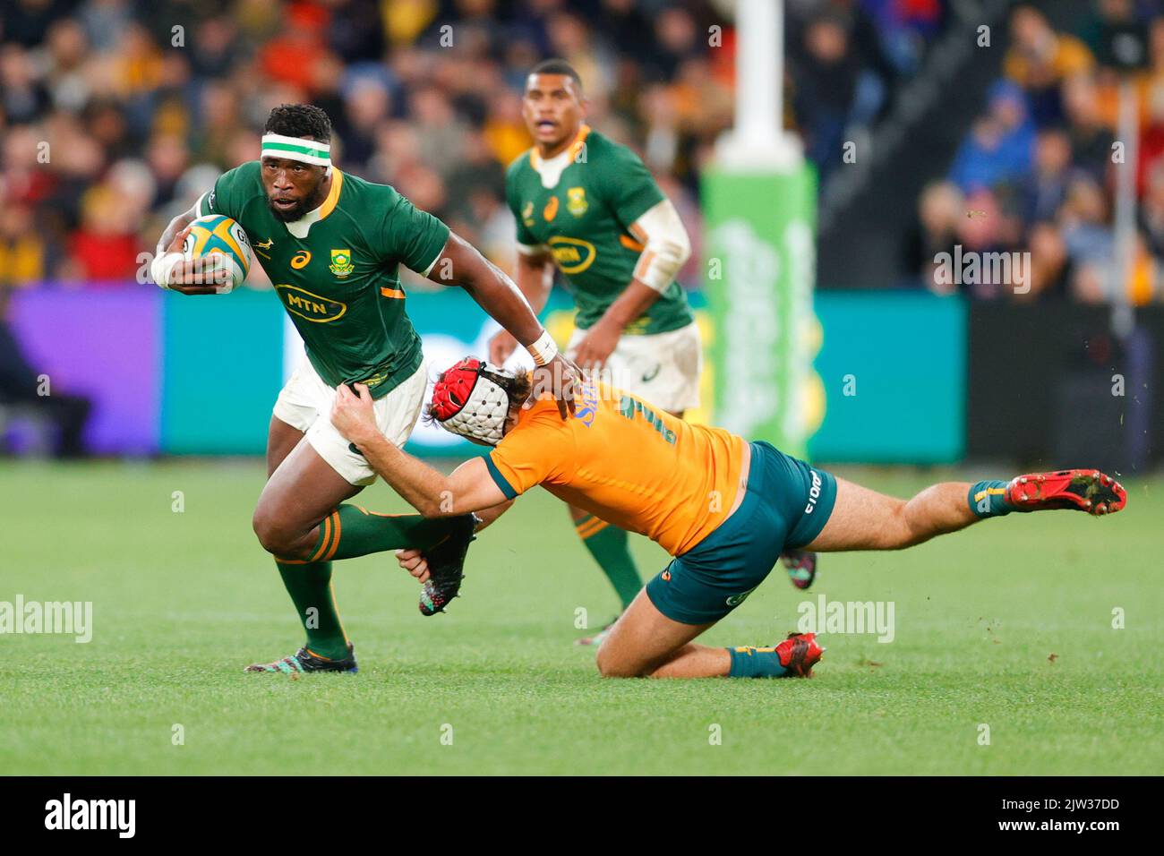 Sydney, Australia. 03rd Sep, 2022. Siya Kolisi of Springboks is tackled ...