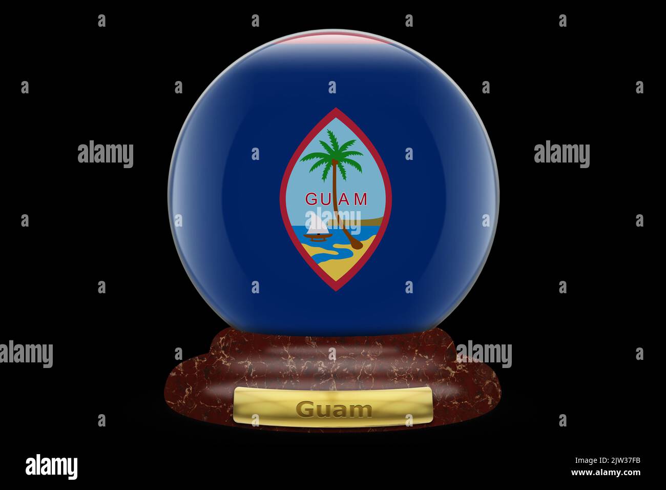 3D Flag of Guam on a globe background Stock Photo - Alamy