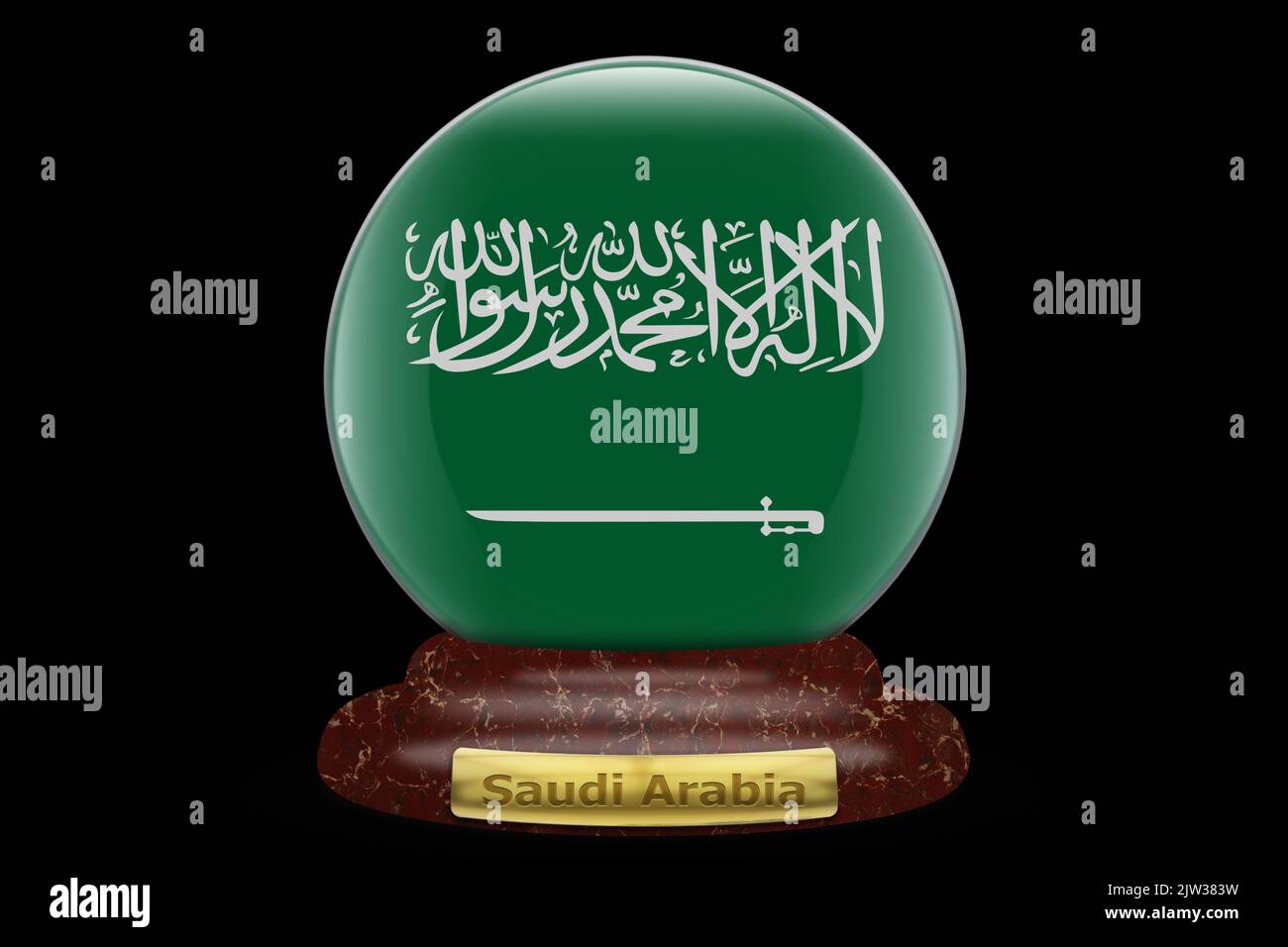 3D Flag of Saudi Arabia on a globe background Stock Photo - Alamy