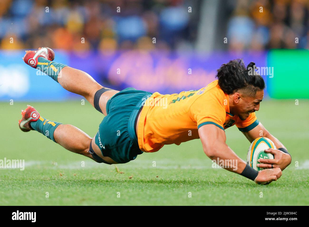 Sydney, Australia. 03rd Sep, 2022. Pete Samu of Wallabies makes a break ...