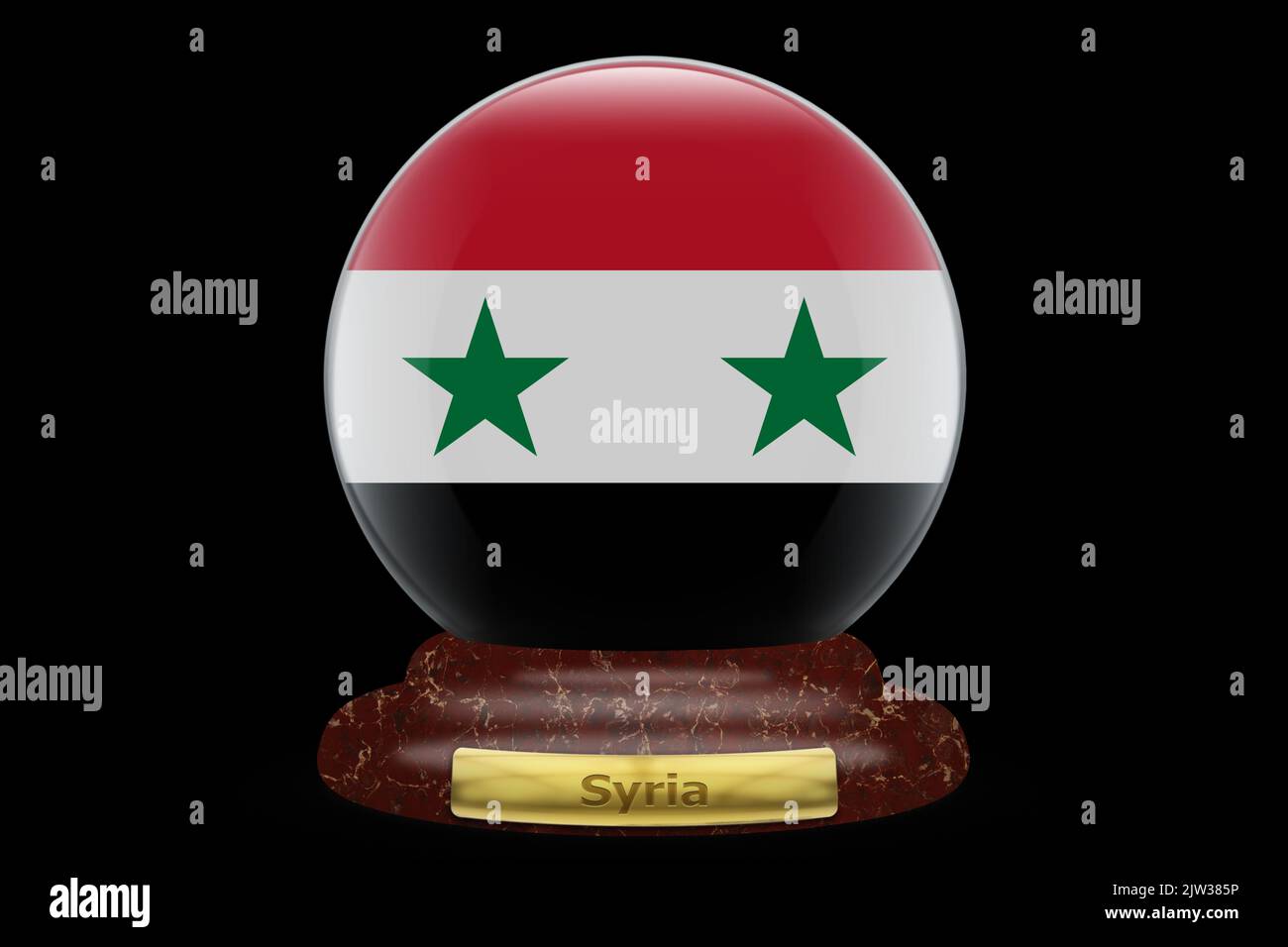 3D Flag of Syria on a globe background Stock Photo - Alamy