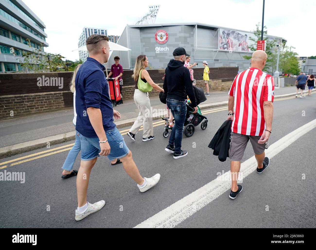 Brentford fans outside the stadium before the Premier League match at ...
