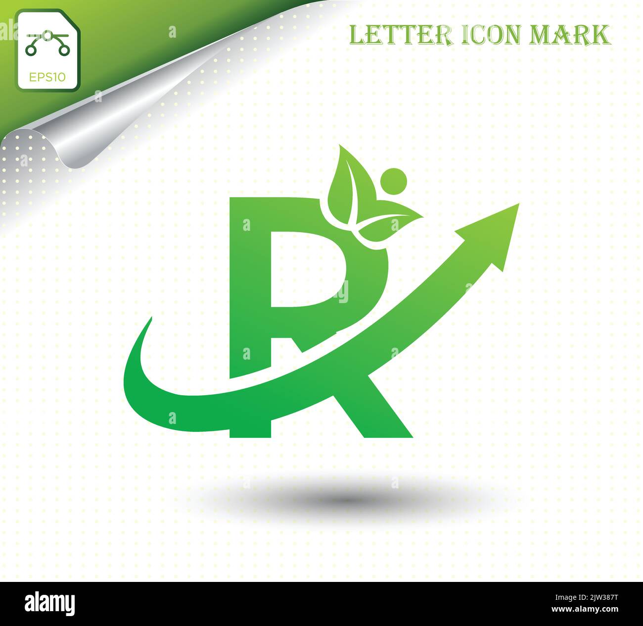 Natural letter R with eco logo design template Stock Vector Image & Art ...