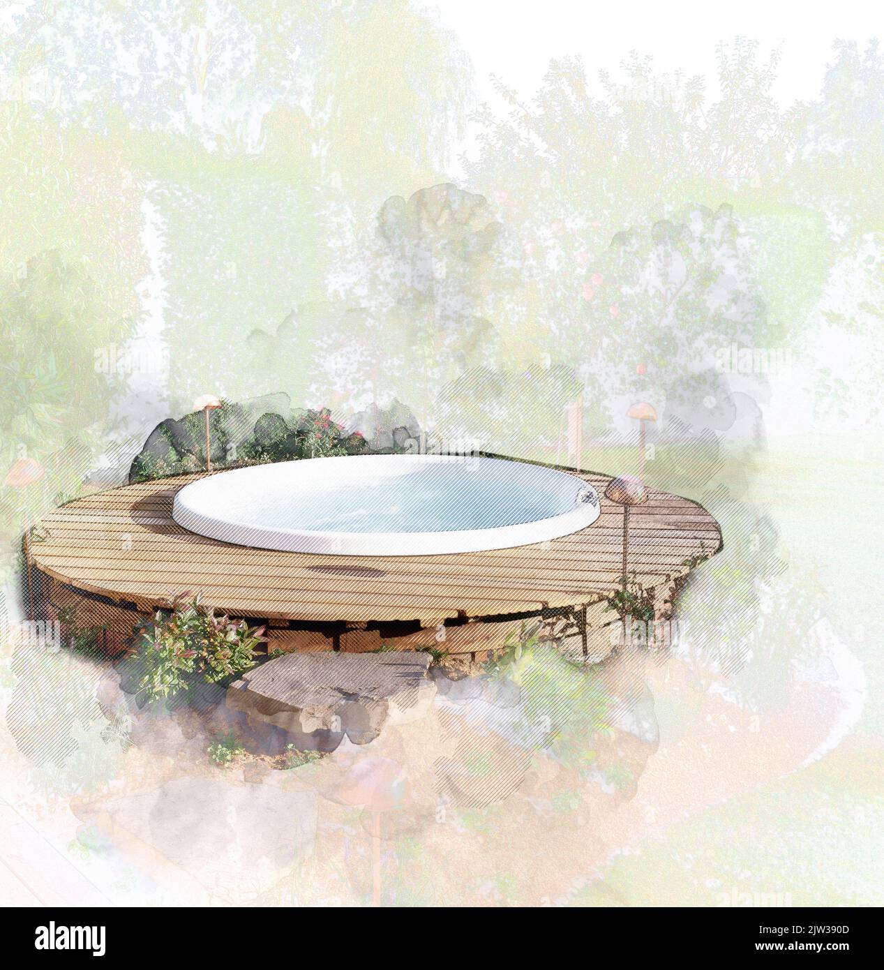 Backyard design drawing hi-res stock photography and images - Alamy