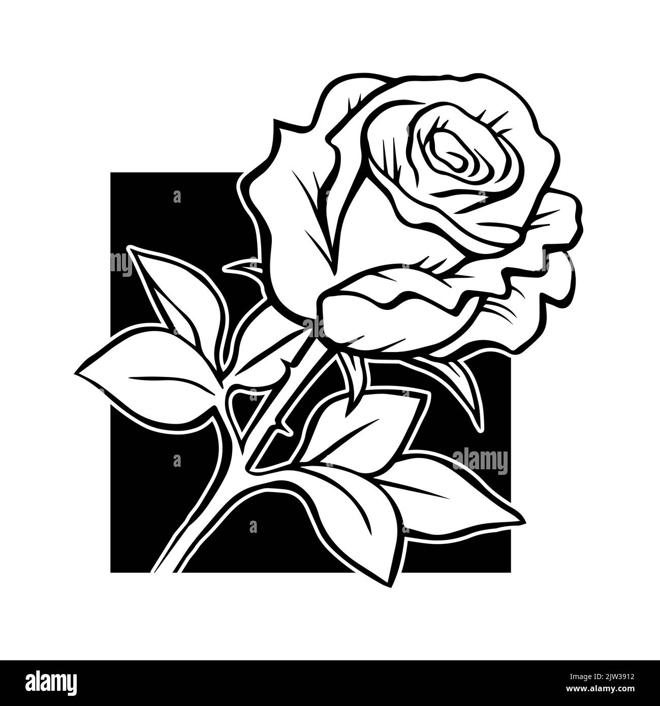Rose Black And White Clip Art Line Drawing Of A Rose Flower Drawn With